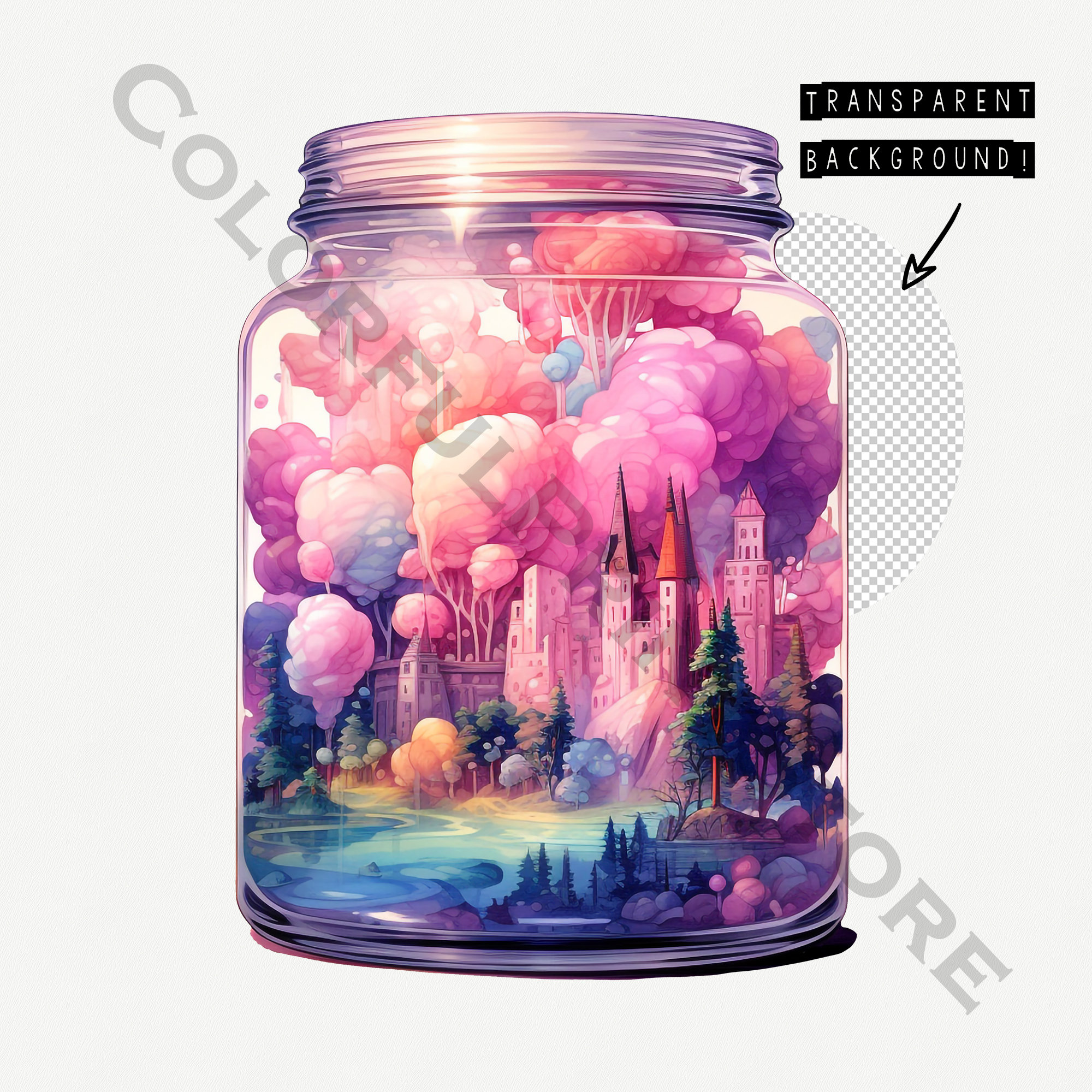 Watercolor Cotton Candy World PNG Bundle Cotton Candy Clip Art ...