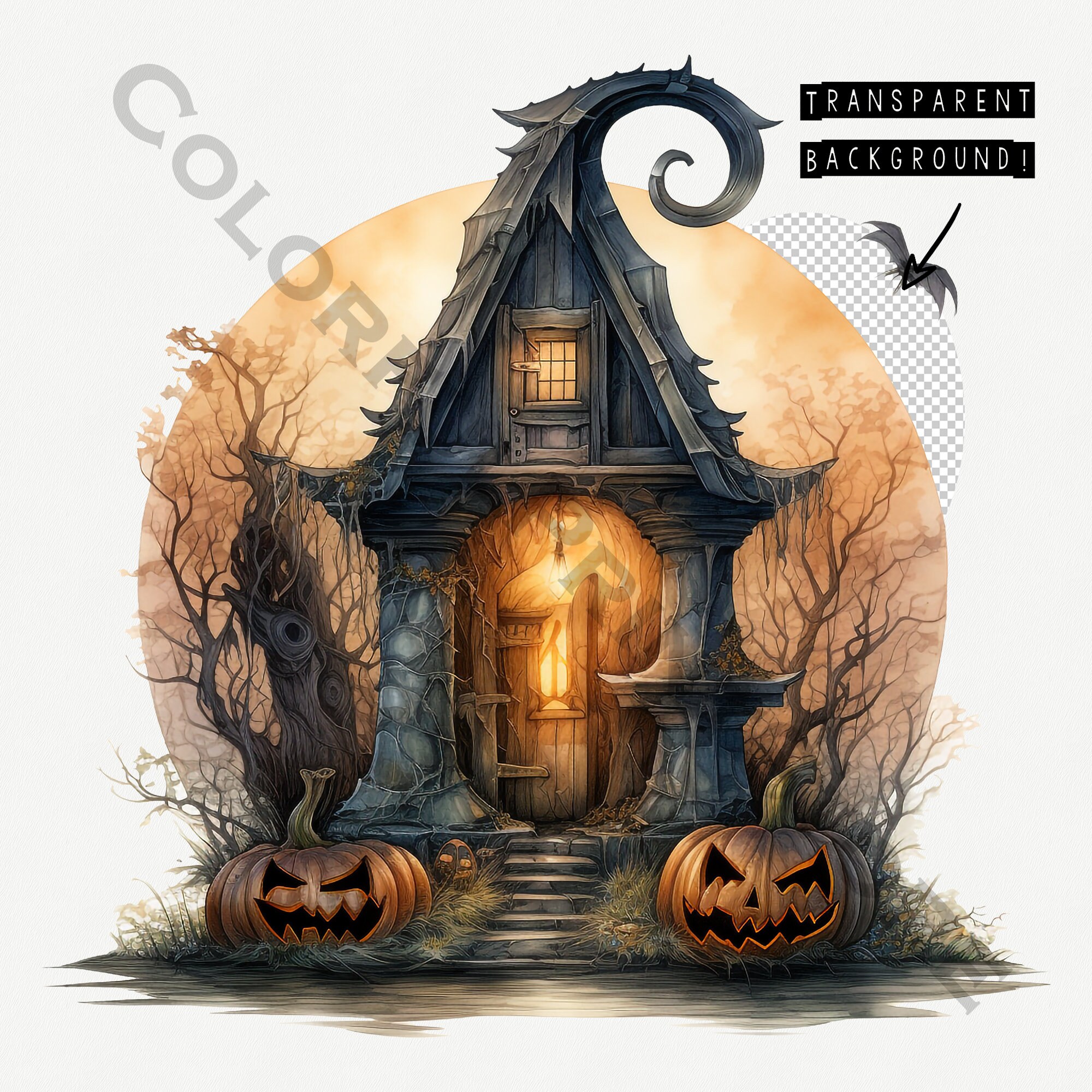 Halloween House Clip Art Bundle Haunted House Art Spooky House PNG ...