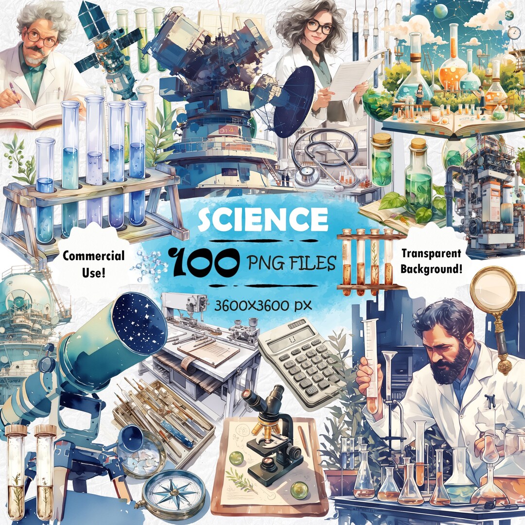 Printable Science Clipart Bundle Technology PNG Set Educational Images ...