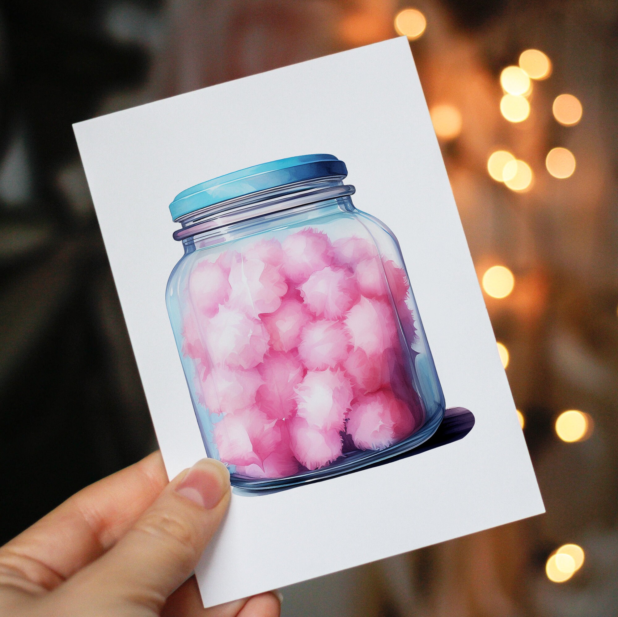 Watercolor Cotton Candy Jar PNG Bundle Cotton Candy Clip Art - Etsy