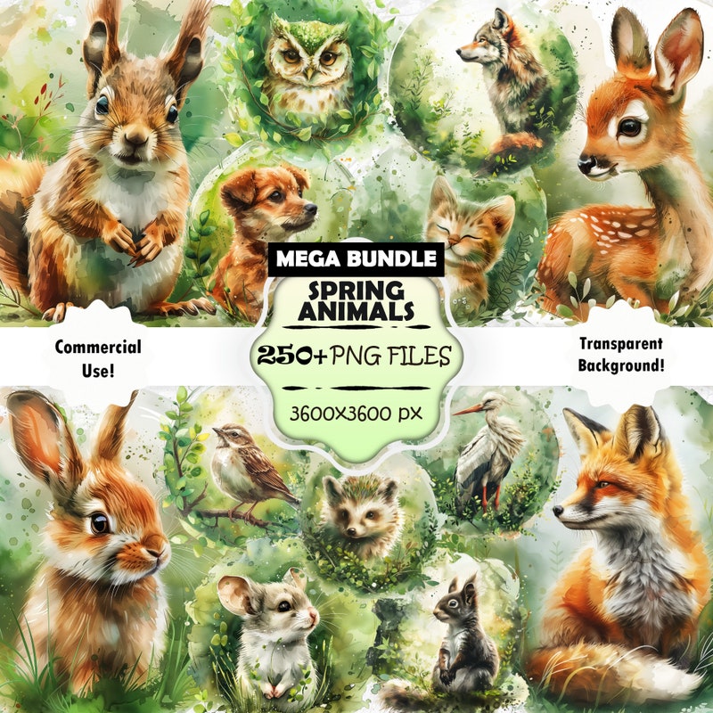 Spring Animals Clipart - Etsy