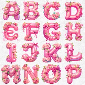 Pink Balloon Alphabet Clip Art Cute Pink Balloon Letters PNG Pink ...
