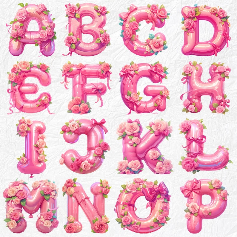 Pink Balloon Alphabet Clip Art Cute Pink Balloon Letters PNG Pink ...