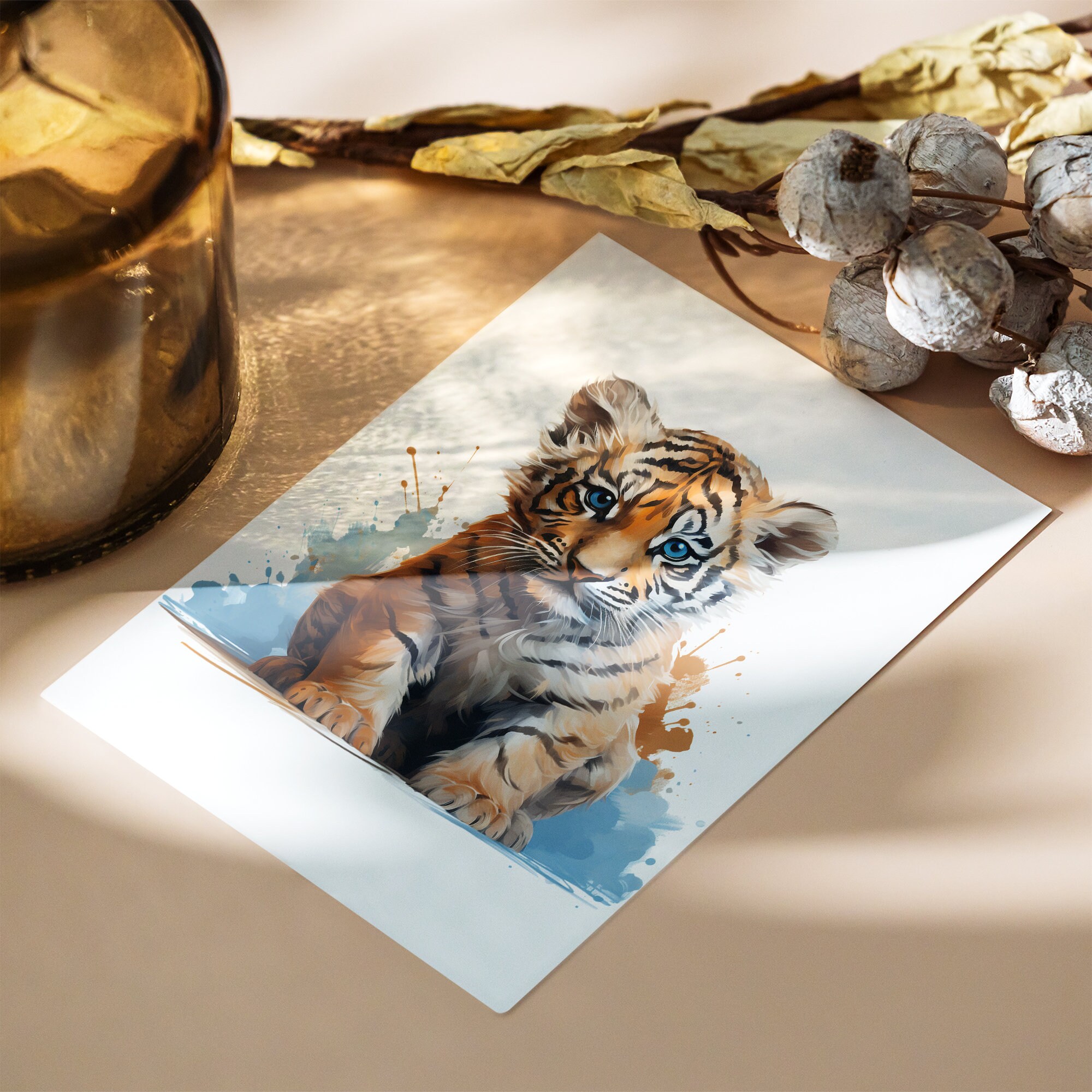 Watercolor Tiger Cub Clipart Set, Baby Tiger Printable Art, Watercolour ...