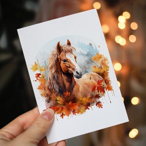 Watercolor Horse Clipart Bundle, Autumn Horse Print, Fall Horse PNG Set ...