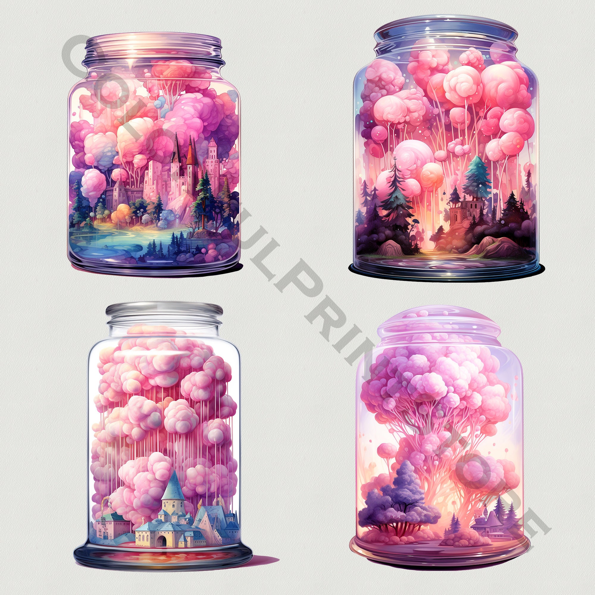 Watercolor Cotton Candy World PNG Bundle Cotton Candy Clip Art ...