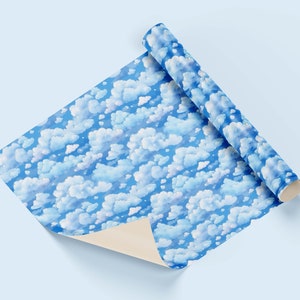 Blue Sky Watercolor Clouds Digital Paper Cloudy Sky Printable Paper ...