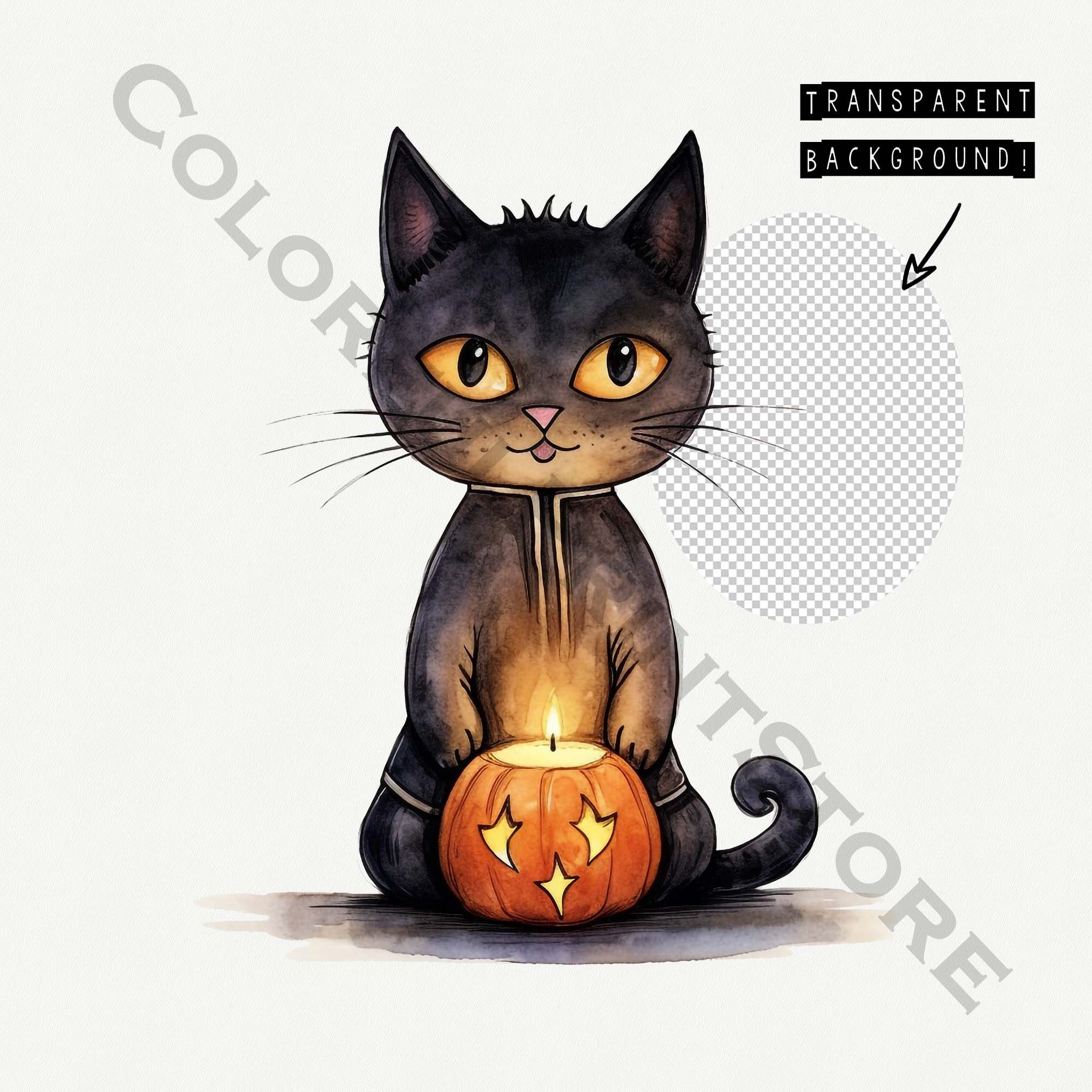 Halloween Cat Clipart Scary Cat Digital Art Spooky Cat PNG - Etsy