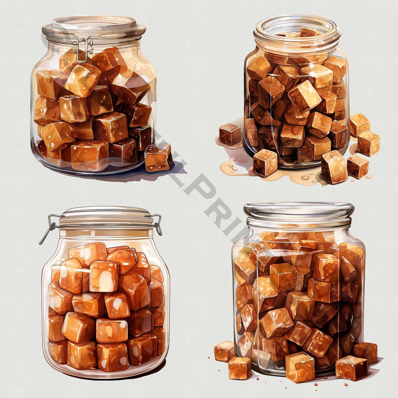Watercolor Fudge Candy Jar PNG Bundle Fudge Candy Clip Art Candy Fudge ...