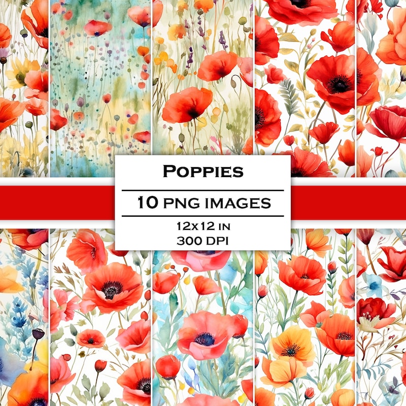 Poppy Repeating Pattern - Etsy