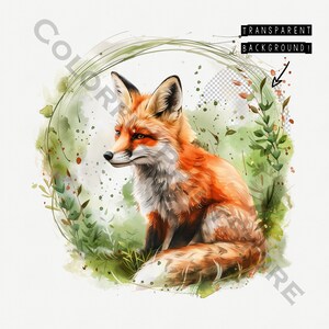 Watercolor Fox Clipart Bundle, Spring Foxes PNG Set, Spring Fox ...