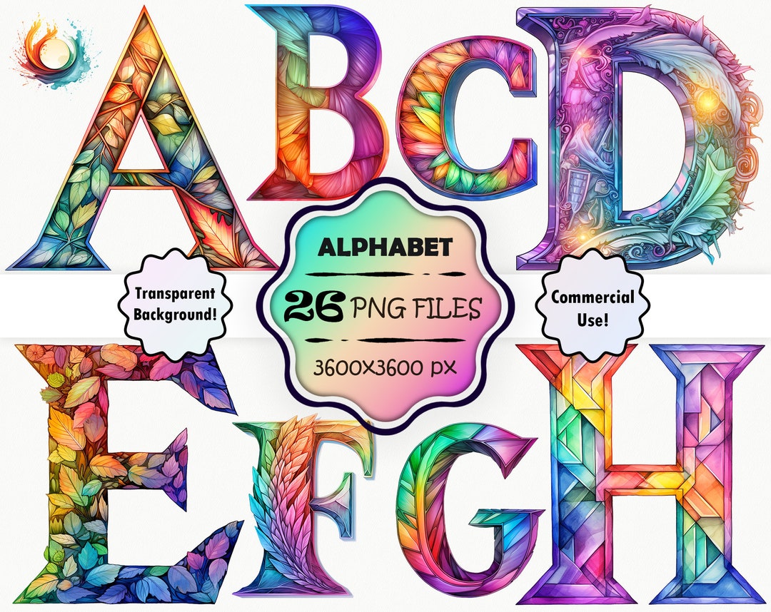 Rainbow Alphabet Clipart Colorful Lettering Colorful Letters PNG ...