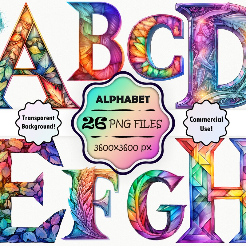 Colorful Alphabet Png - Etsy