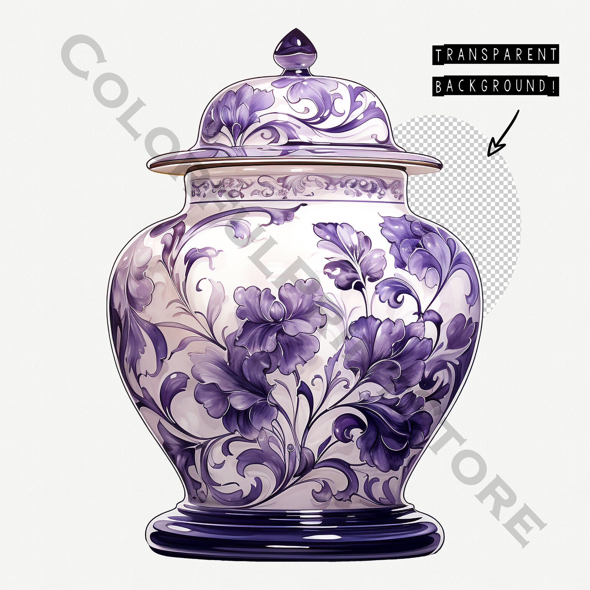Watercolor Ginger Jar PNG Bundle Lavender Ginger Jar Clip Art Ginger ...