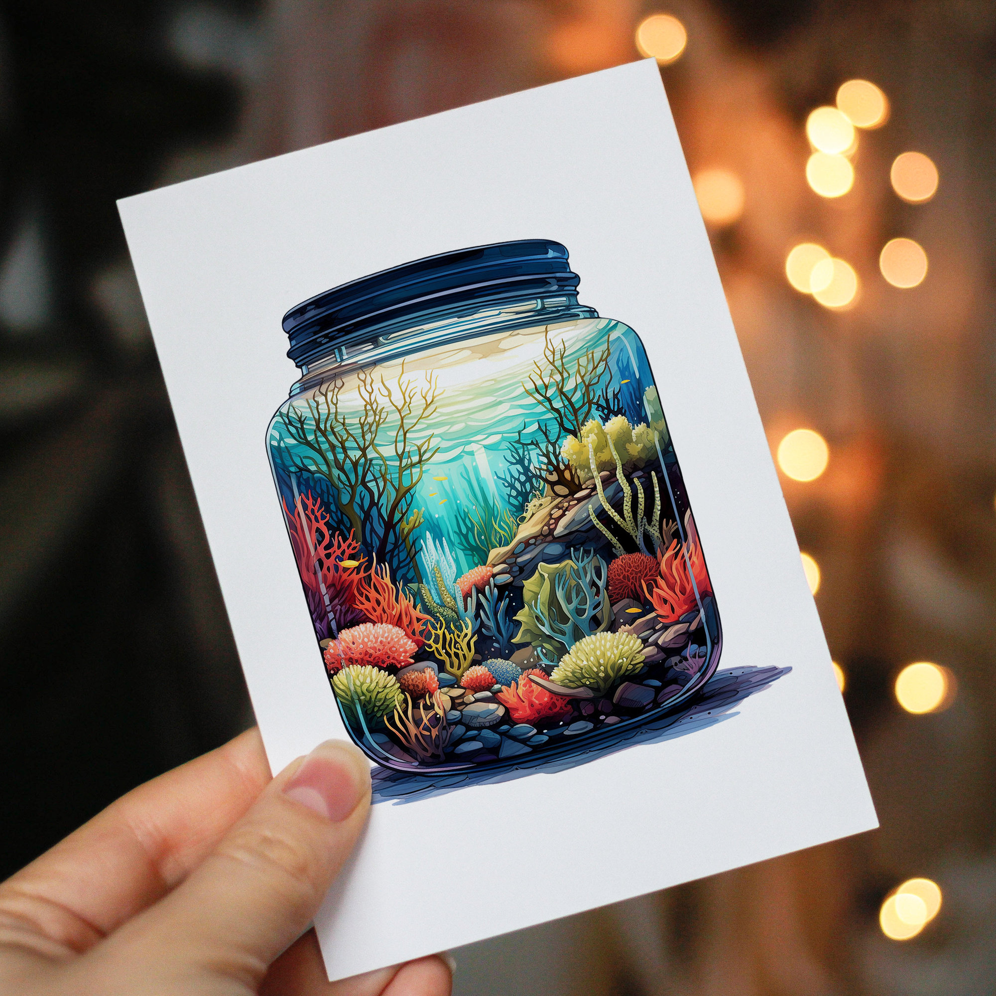 Watercolor Ocean Jar Clip Art Underwater Jar PNG Sea Jar PNG Ocean ...