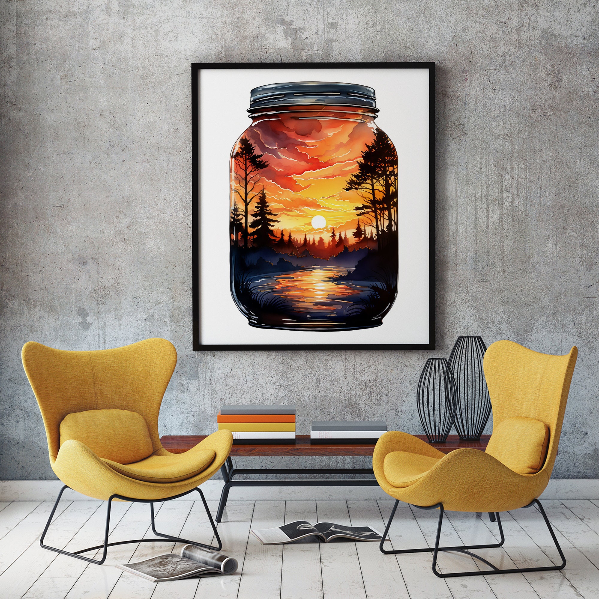 Watercolor Sunset Clip Art Bundle Sunset in a Jar PNG Romantic Sunset ...