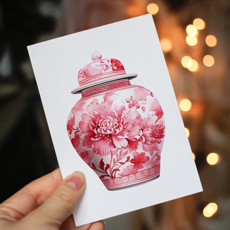 Watercolor Ginger Jar PNG Bundle Pink Ginger Jar Clip Art Ginger Jar ...