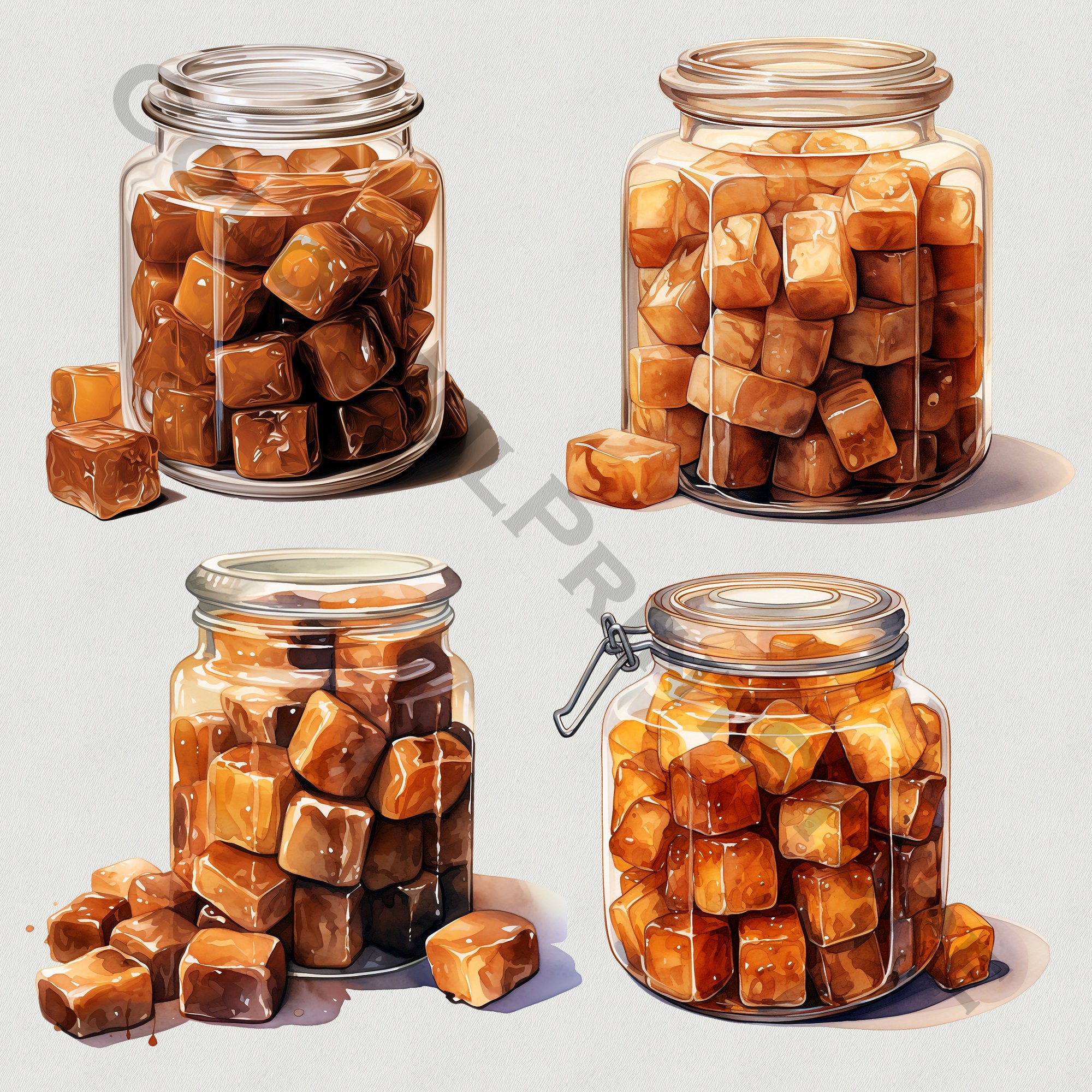 Watercolor Fudge Candy Jar PNG Bundle Fudge Candy Clip Art - Etsy