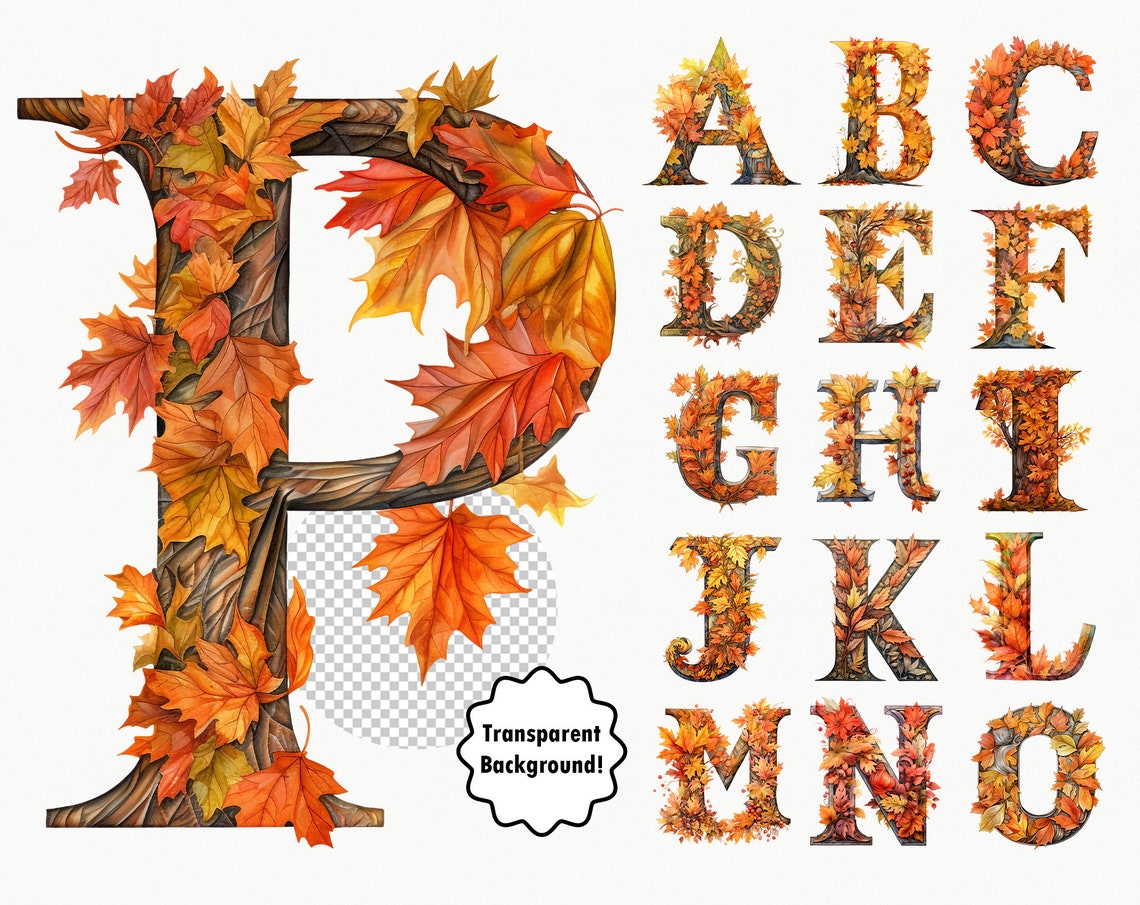 Autumn Alphabet Clip Art Autumn Lettering Autumn Letters PNG Autumn ...