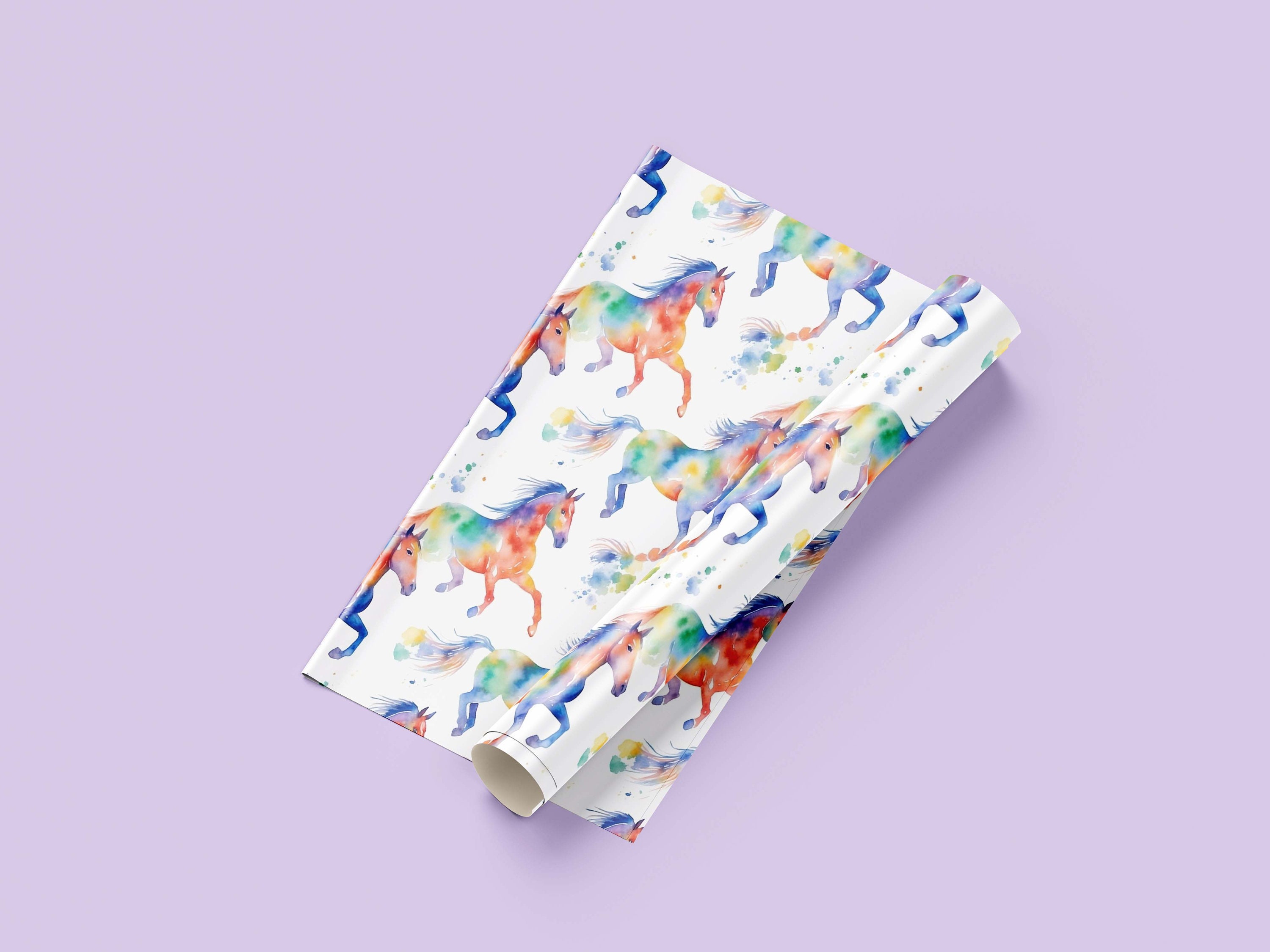 Watercolor Rainbow Horse Digital Paper Horse Printable Paper - Etsy