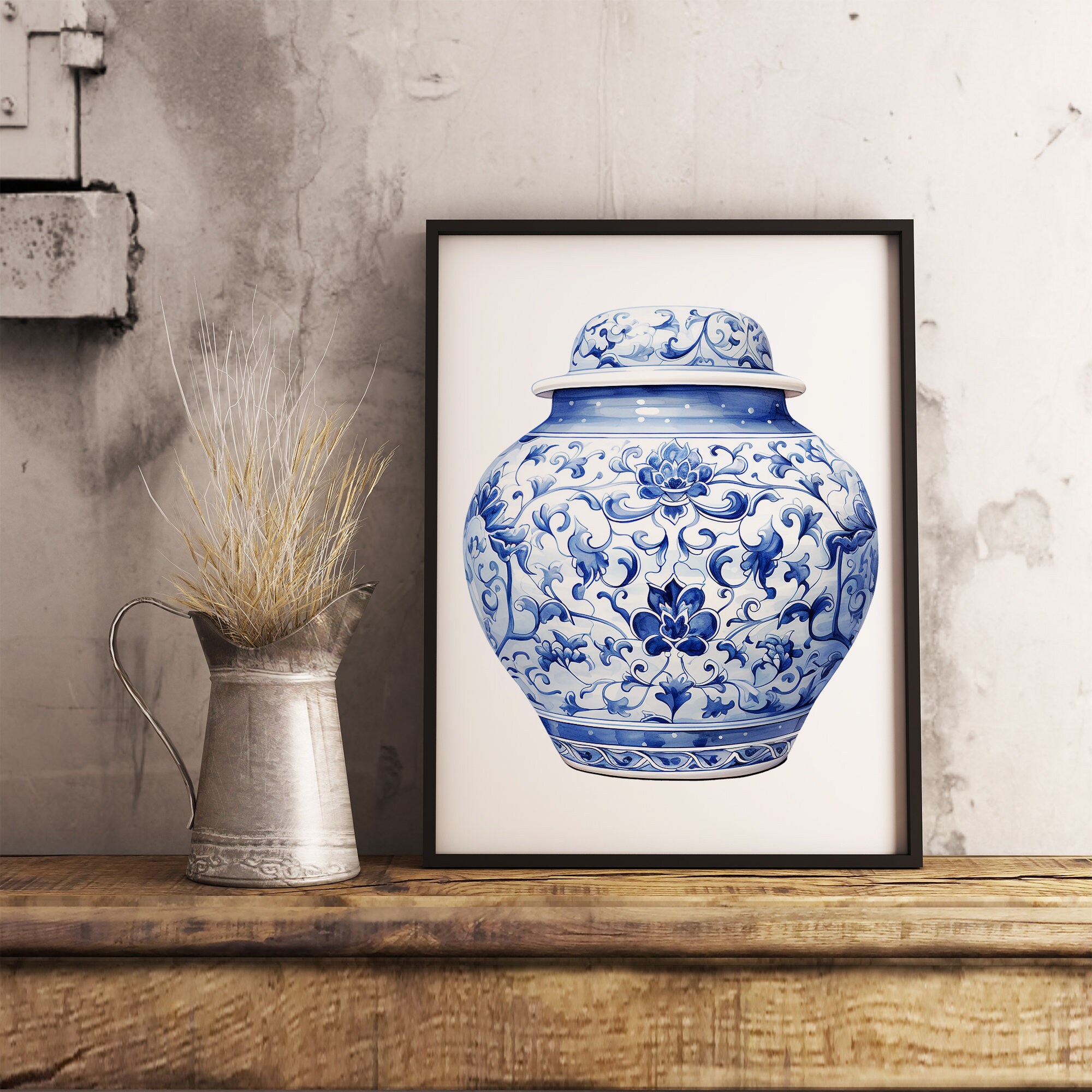 Watercolor Ginger Jar PNG Bundle Blue Ginger Jar Clip Art Ginger Jar ...