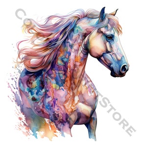 Watercolor Rainbow Horse Clipart Horses Print 16 High Quality - Etsy ...