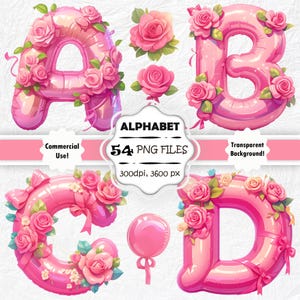 Pink Balloon Alphabet Clip Art Cute Pink Balloon Letters PNG Pink ...