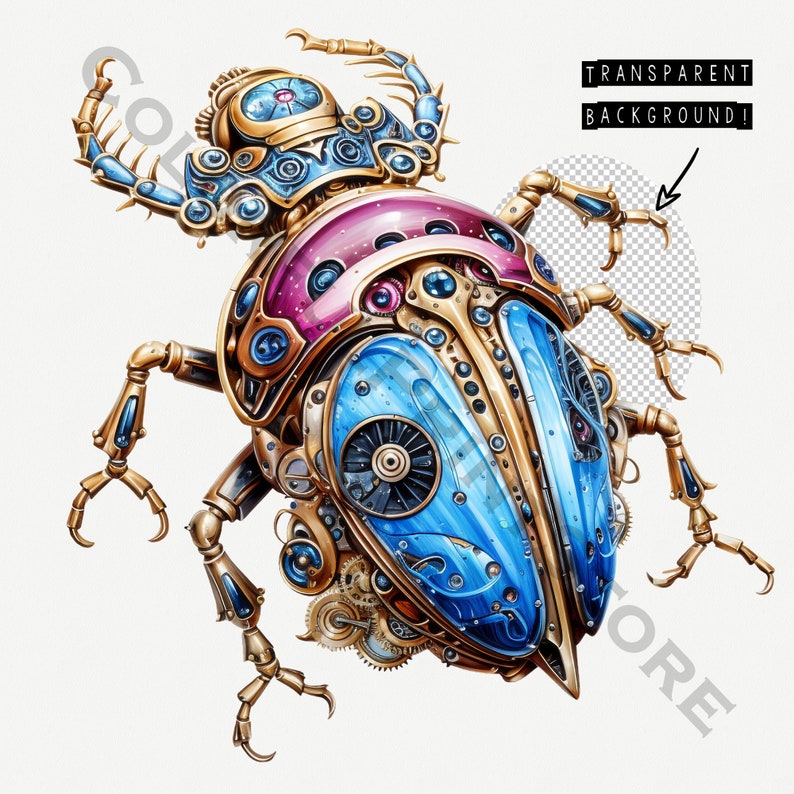 Watercolor Steampunk Insects Clipart Bundle Steampunk Insect PNG Set ...