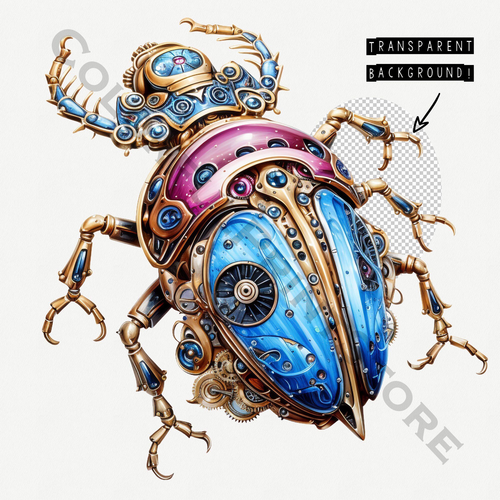 Watercolor Steampunk Insects Clipart Bundle Steampunk Insect PNG Set ...