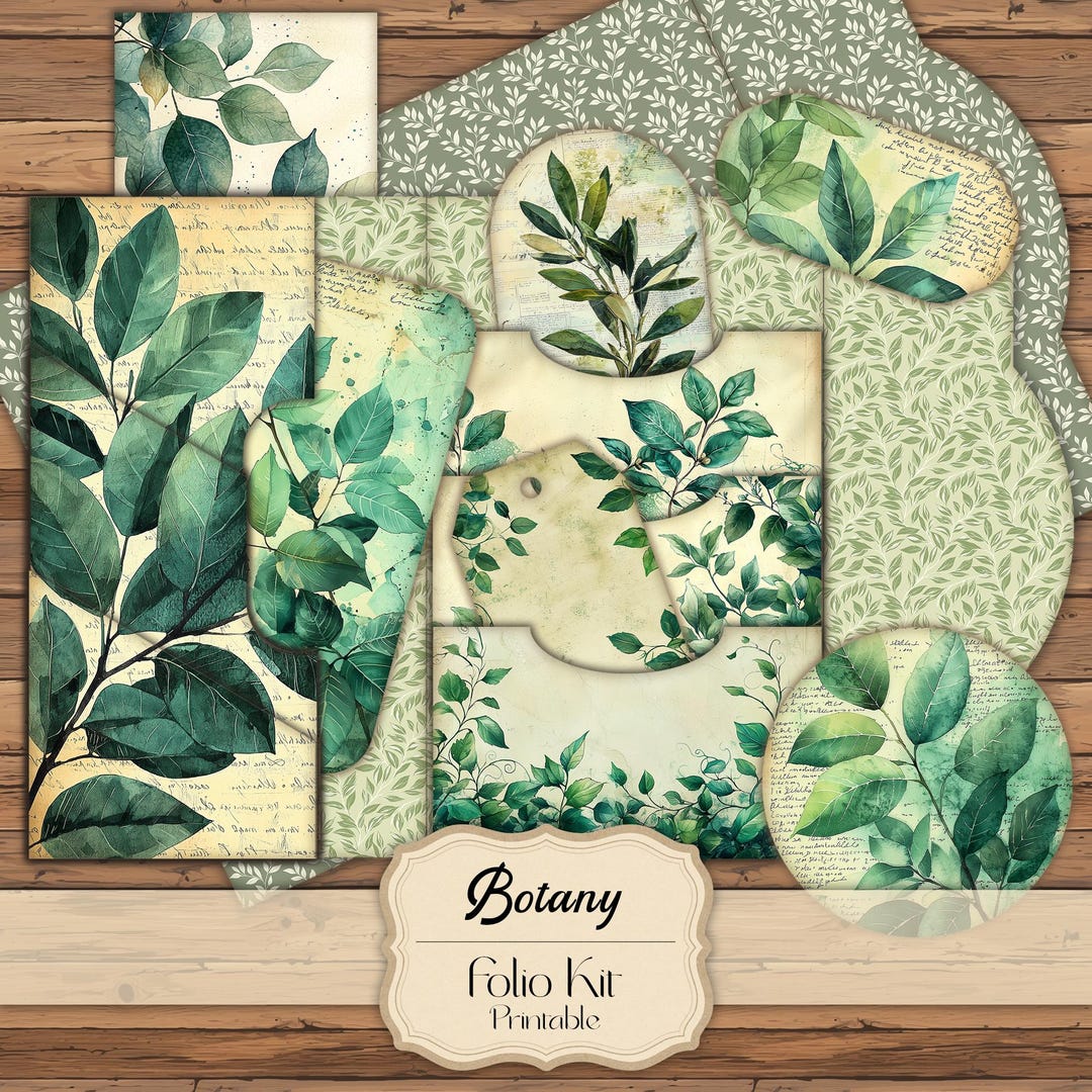 Green Botany Junk Journal Folio Botanical Junk Journal Kit Shabby Chic ...
