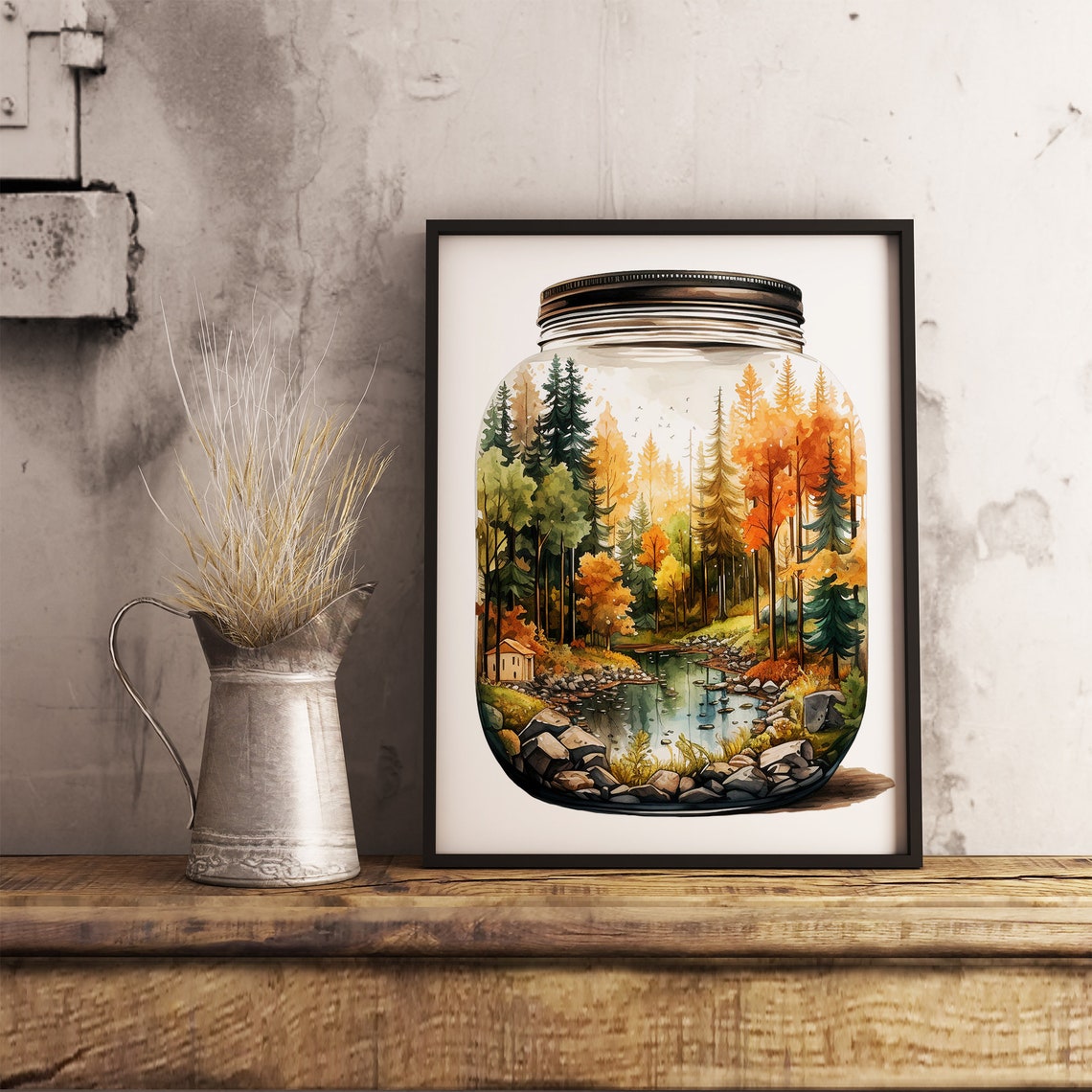 Watercolor Autumn Forest Clip Art Bundle Autumn in a Jar PNG Watercolor ...