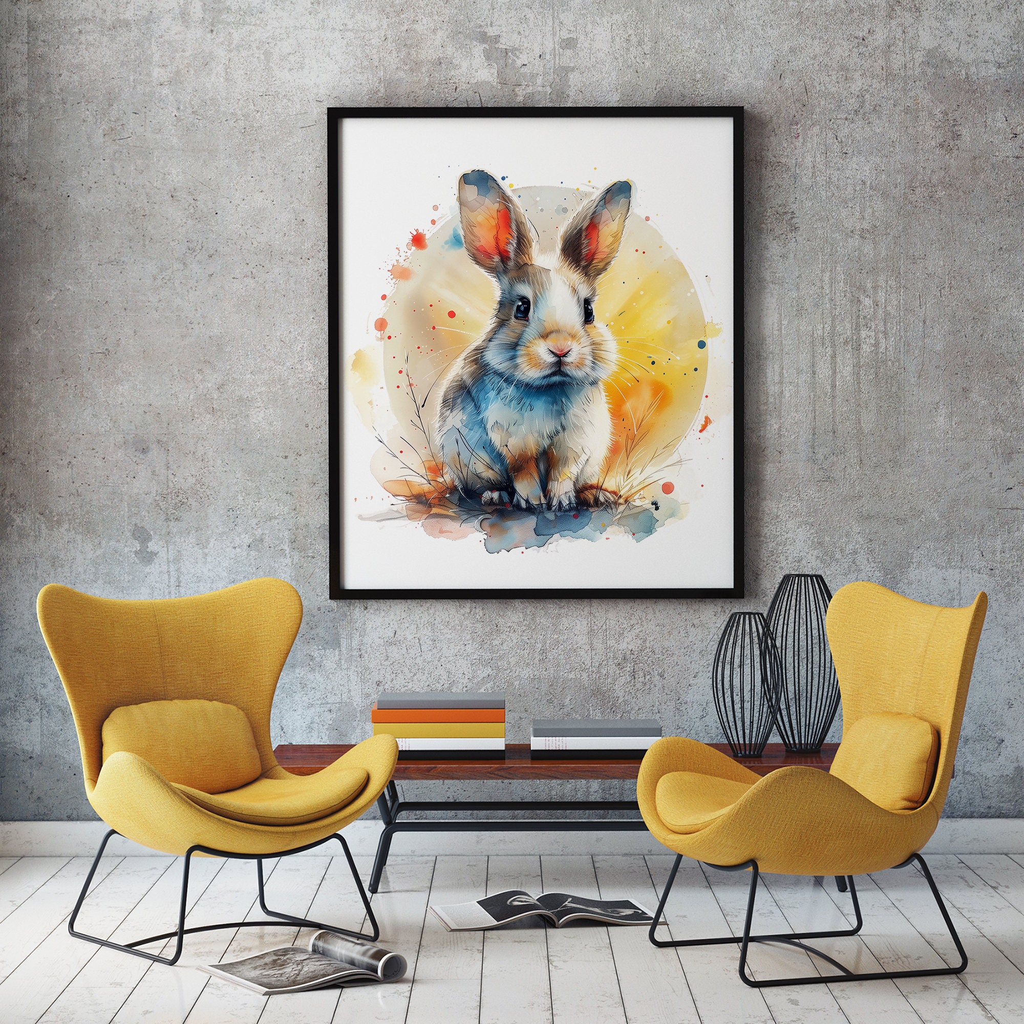 Watercolor Rabbit Clipart Bundle, Summer Rabbits PNG Set, Junk Journal ...