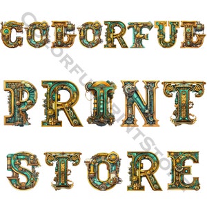 Steampunk Alphabet Clip Art Steampunk Lettering Steampunk Letters ...