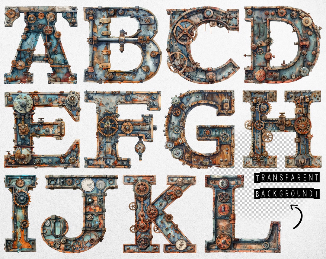 Steampunk Alphabet Clip Art Steampunk Lettering Steampunk Letters ...
