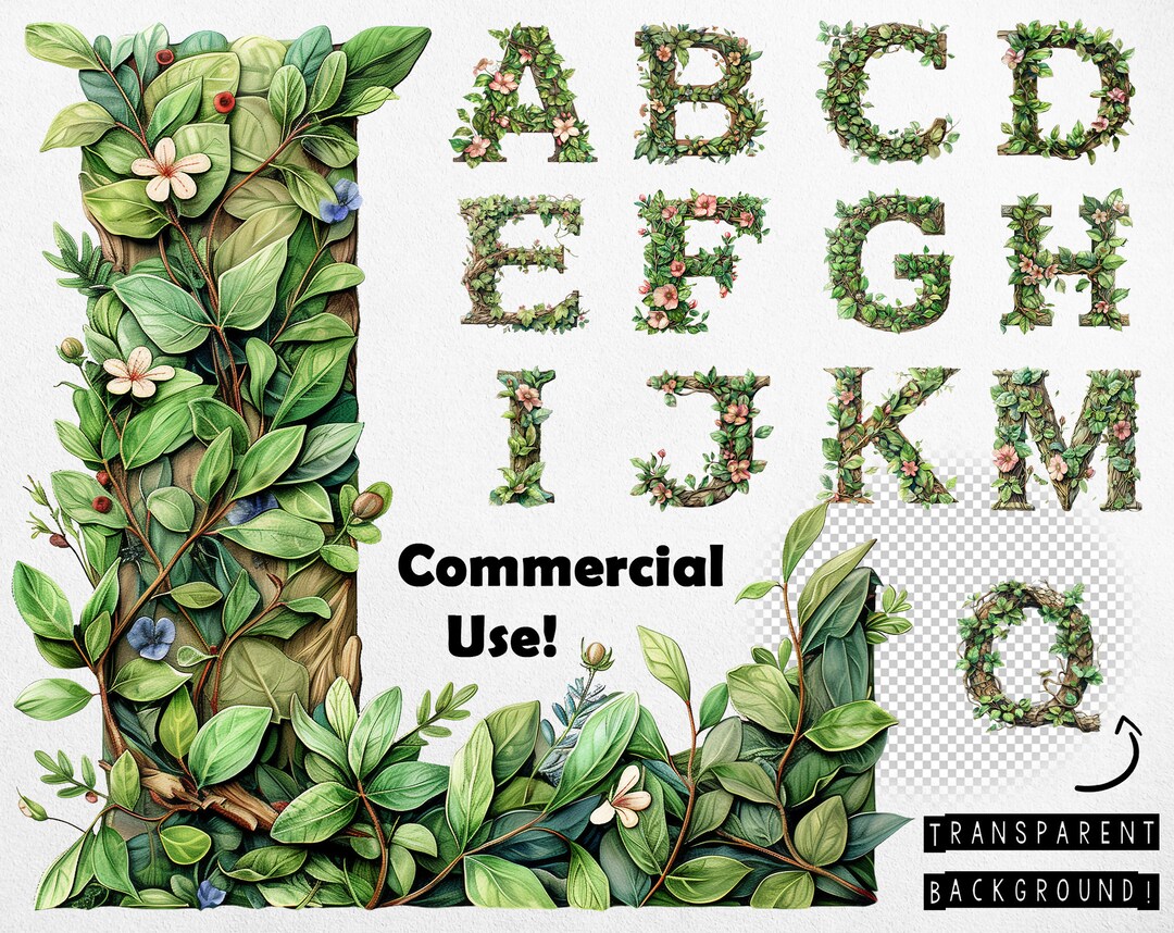 Spring Alphabet Clip Art Spring Lettering PNG Spring Letters PNG Set ...