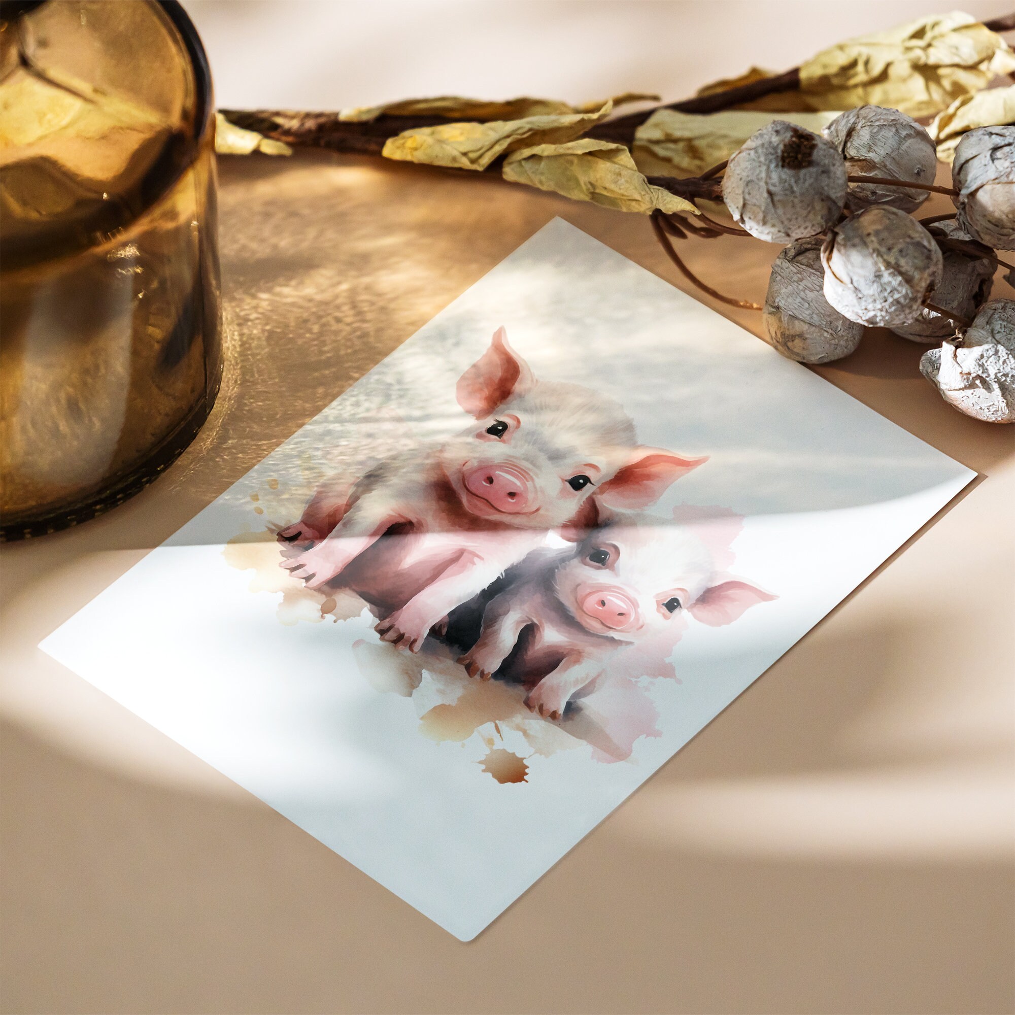 Watercolor Pig Clipart Bundle, Cute Pig Images, Watercolour Piglet ...
