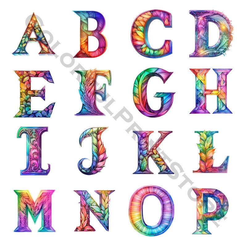 Rainbow Alphabet Clipart Colorful Lettering Colorful Letters PNG ...