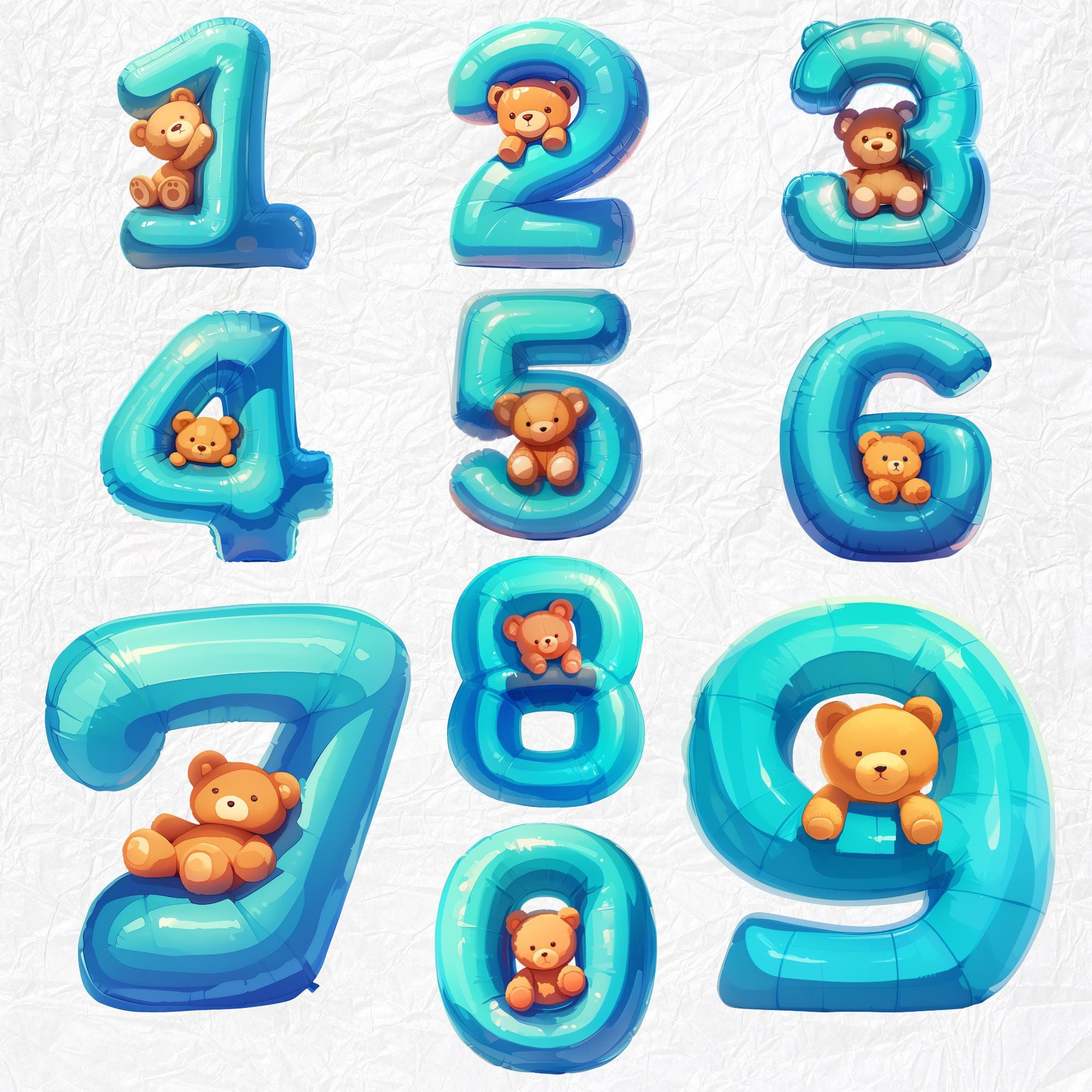 Blue Balloon Alphabet Clipart Blue Nursery Letters PNG Cute Teddy Font ...