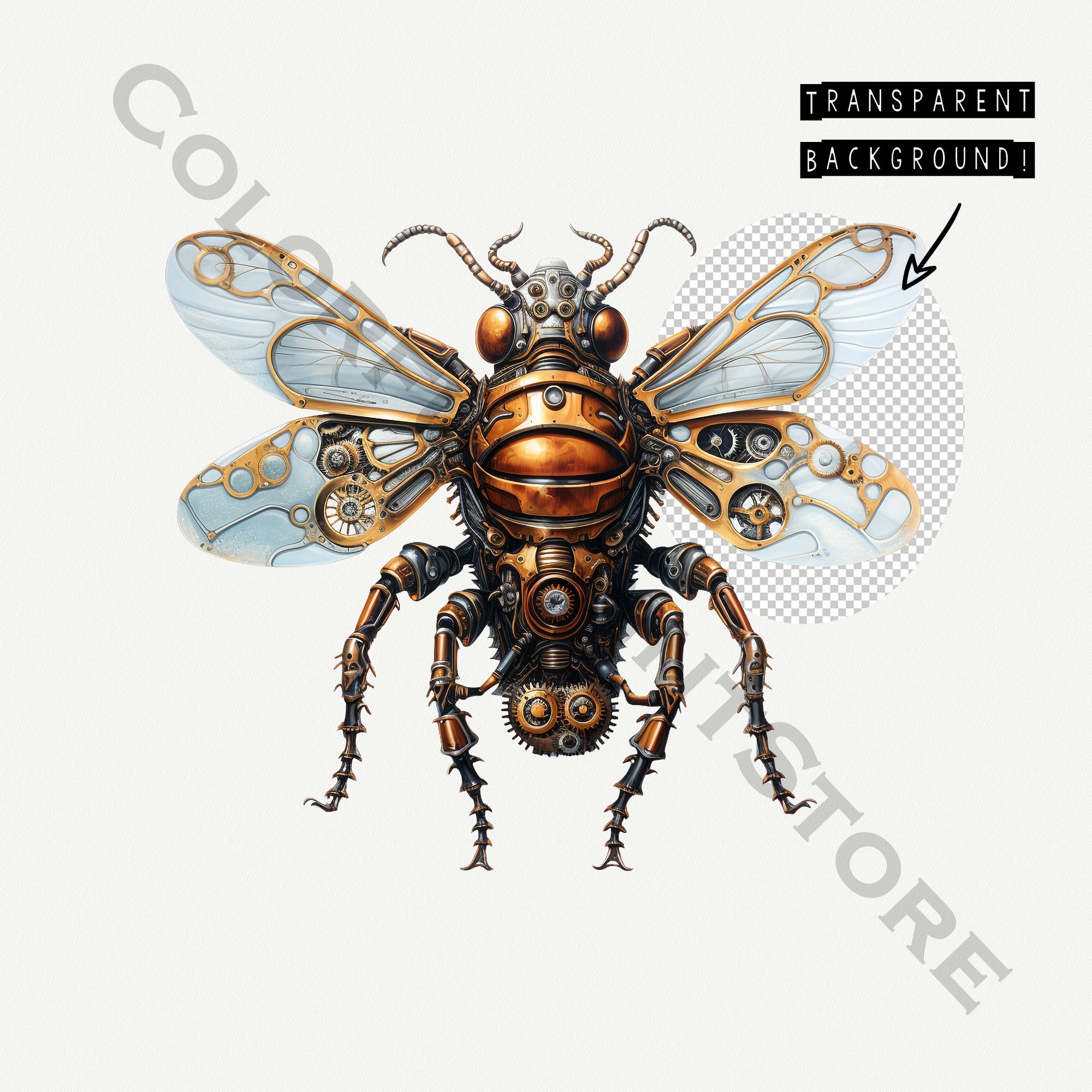 Watercolor Steampunk Insects Clipart Bundle Steampunk Insect PNG Set ...