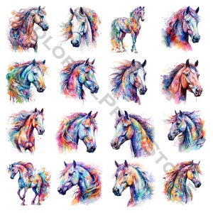 Watercolor Rainbow Horse Clipart Horses Print Rainbow Horse PNG Digital ...