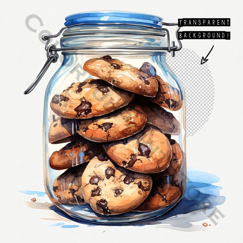 Watercolor Cookie Jar PNG Bundle Cookie Jar Clip Art Set Cookie Jar ...