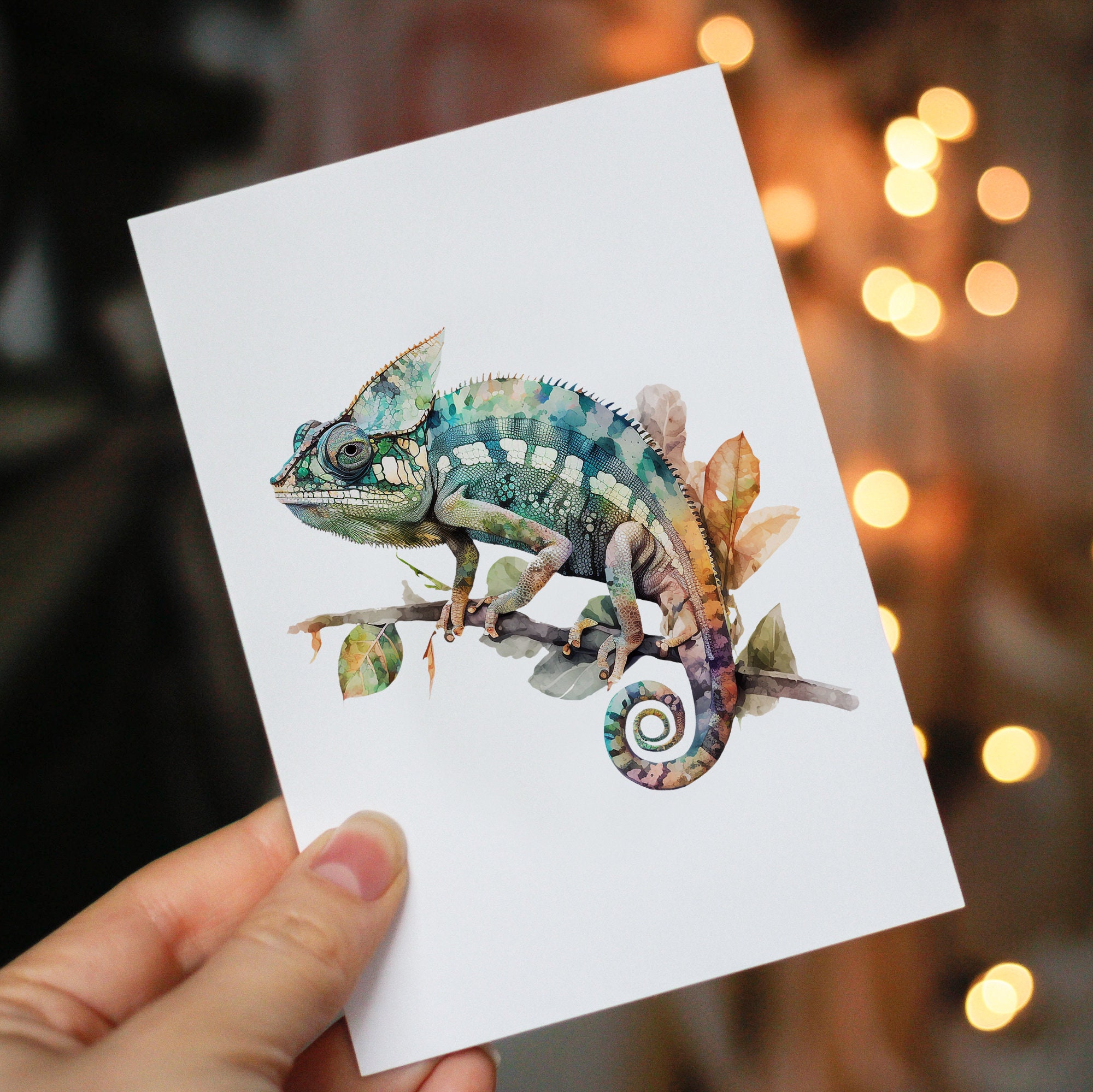 Watercolor Chameleon Clipart Bundle, Colorful Chameleon Print, Aquarell ...