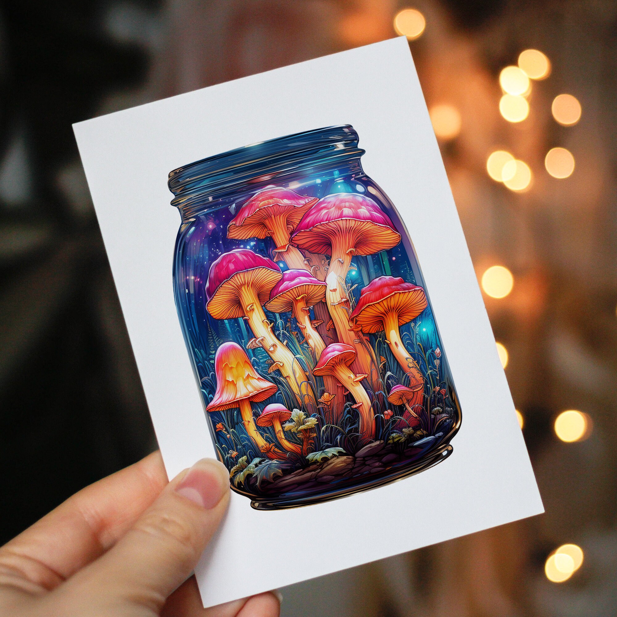 Neon Mushrooms Clip Art Bundle Rainbow Mushrooms in a Jar PNG Magic ...