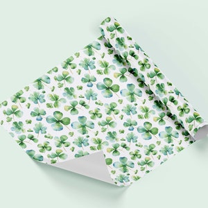 Watercolor Clover Digital Paper Shamrock Printable Paper Four Leaf ...