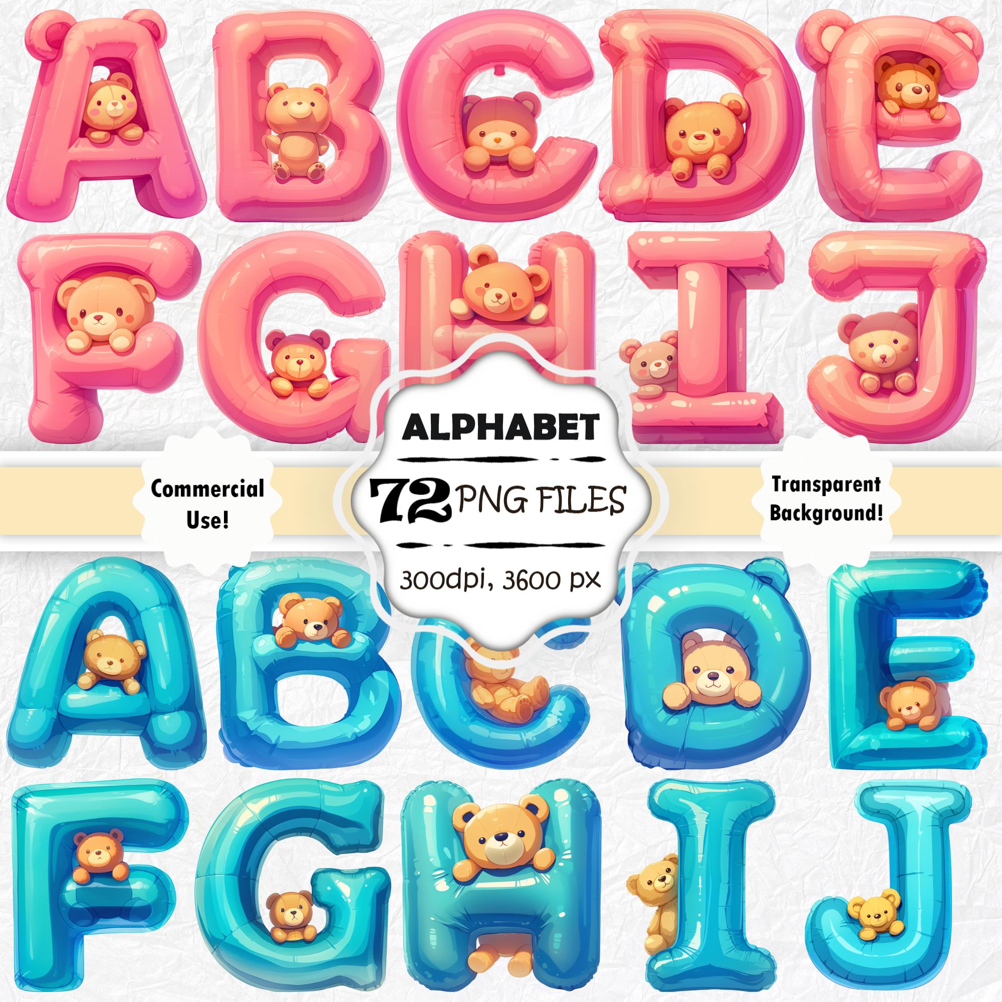 Cute Alphabet for Children PNG Baby Shower Letters Clipart Adorable ...