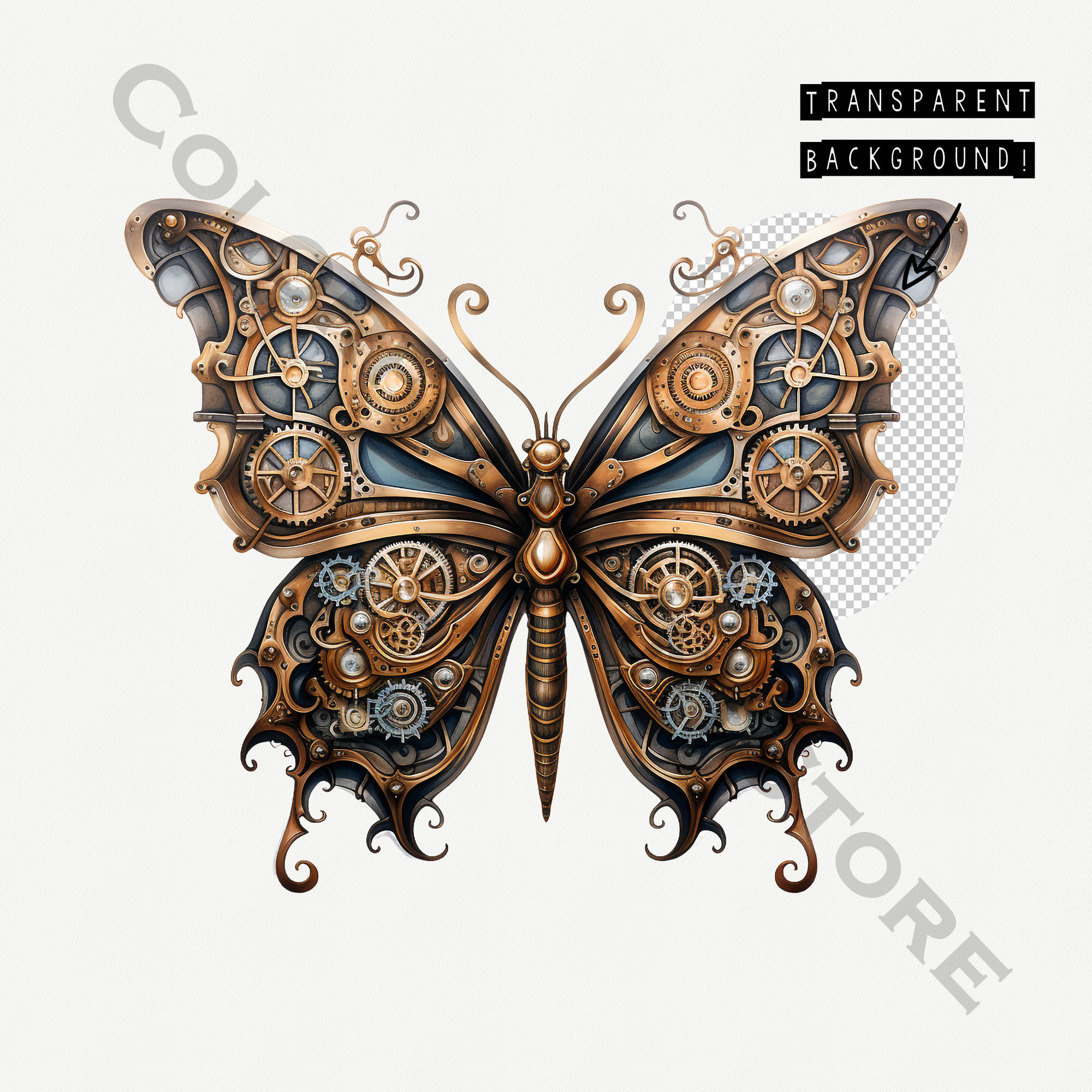 Watercolor Steampunk Insects Clipart Bundle Steampunk Insect PNG Set ...