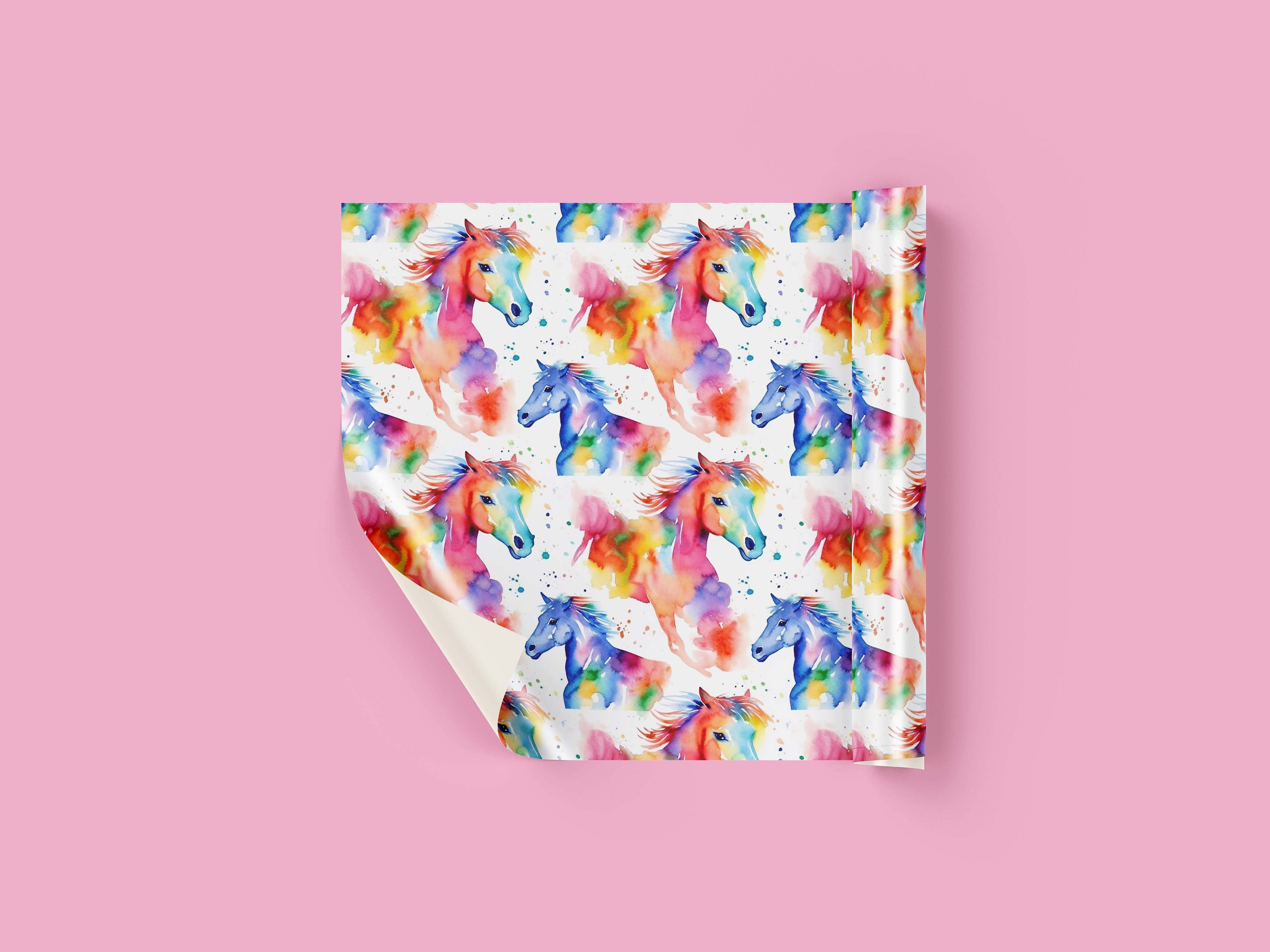 Watercolor Rainbow Horse Digital Paper Horse Printable Paper - Etsy