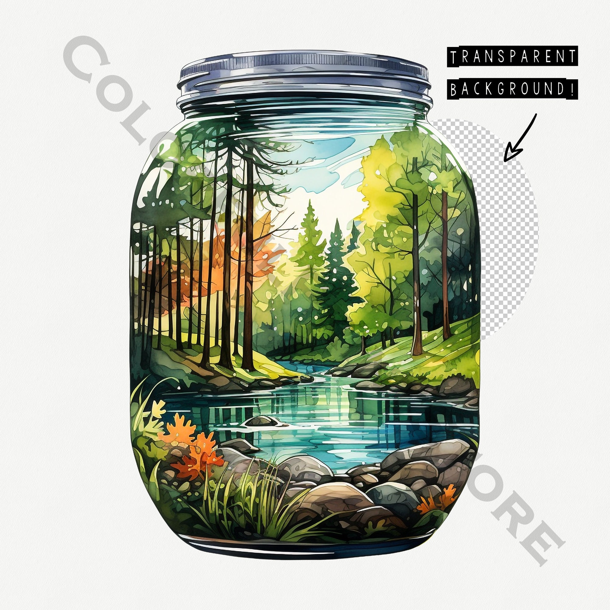 Watercolor Spring Landscape Clip Art Bundle Spring in a Jar PNG ...