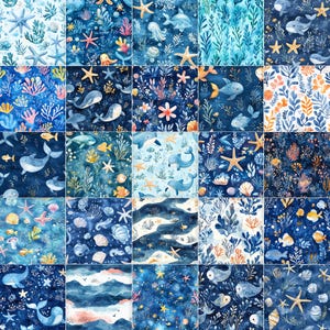 Ocean Watercolor Ocean Digital Paper Ocean Printable Paper Colorful ...