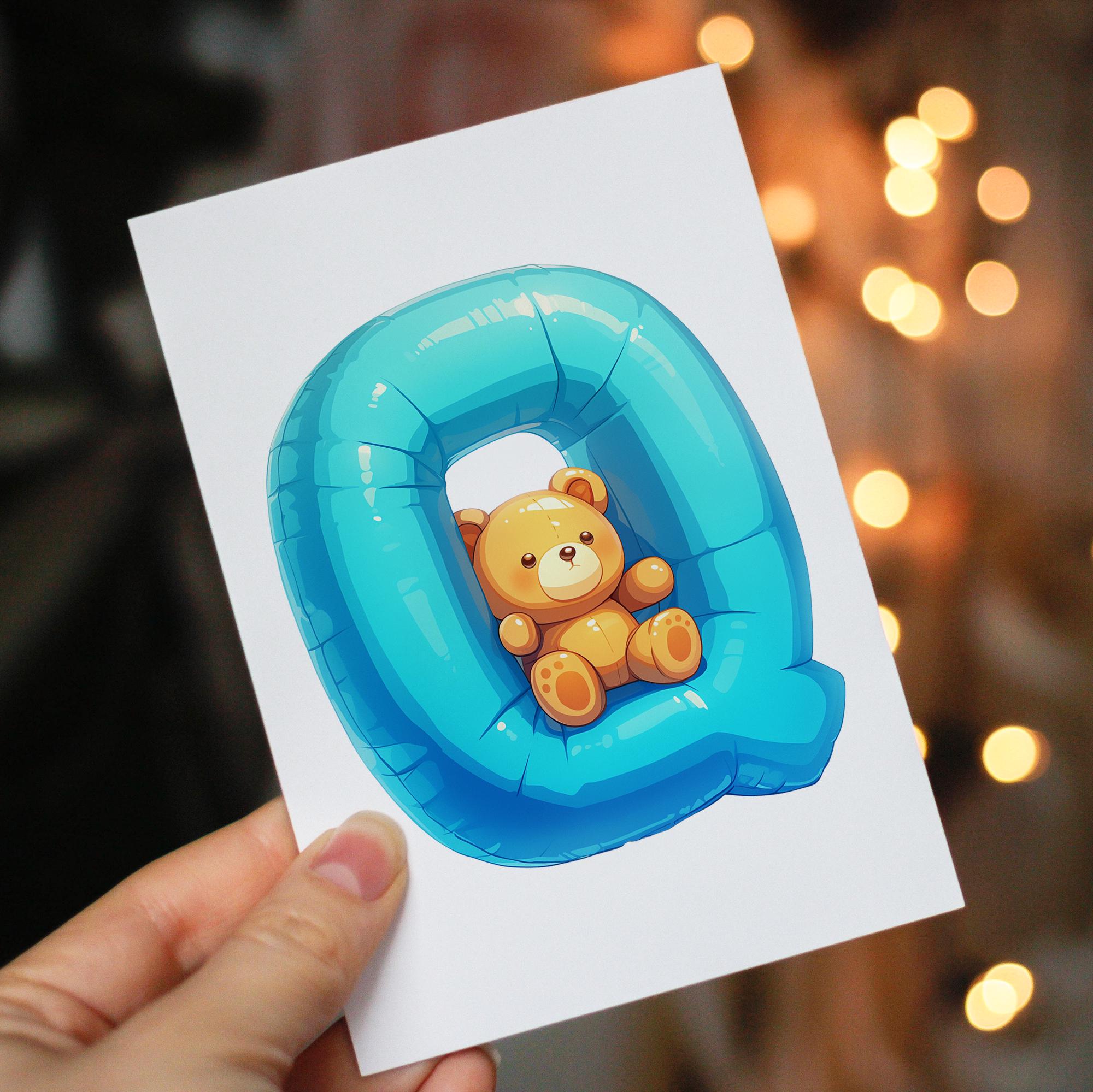 Blue Balloon Alphabet Clipart Blue Nursery Letters PNG Cute Teddy Font ...